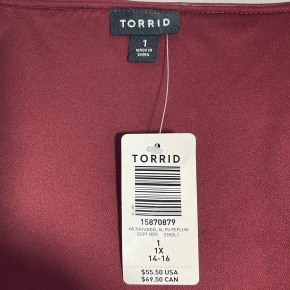torrid | Tops | Nwt Torrid Wine Peplum Faux Leather Top | Poshmark
